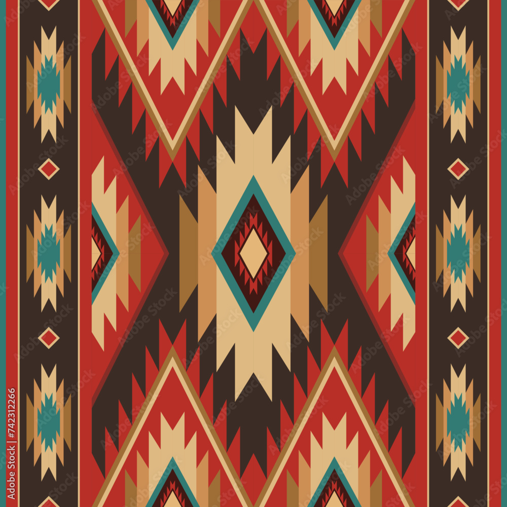 Seamless Navajo and Aztec Mexican Native tribal fabric pattern ...