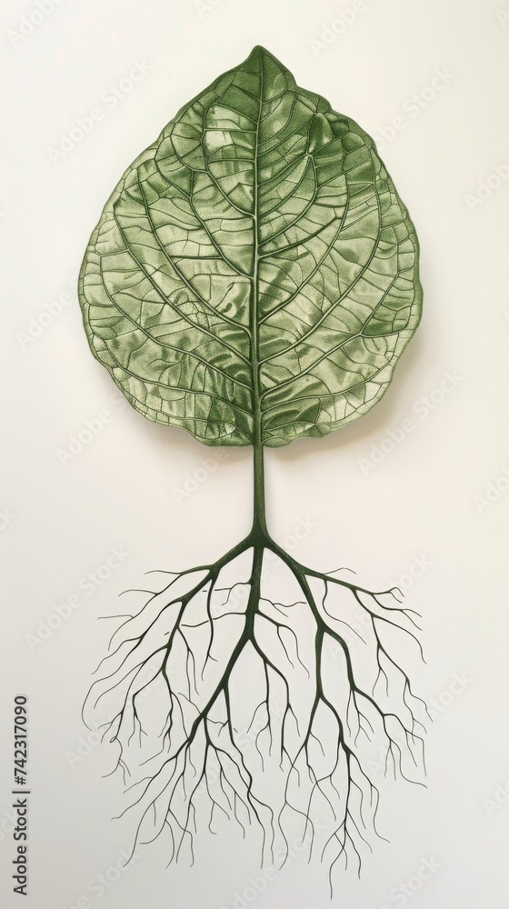Anatomy of a leaf showcasing its roots in a sleek educational diagram ...