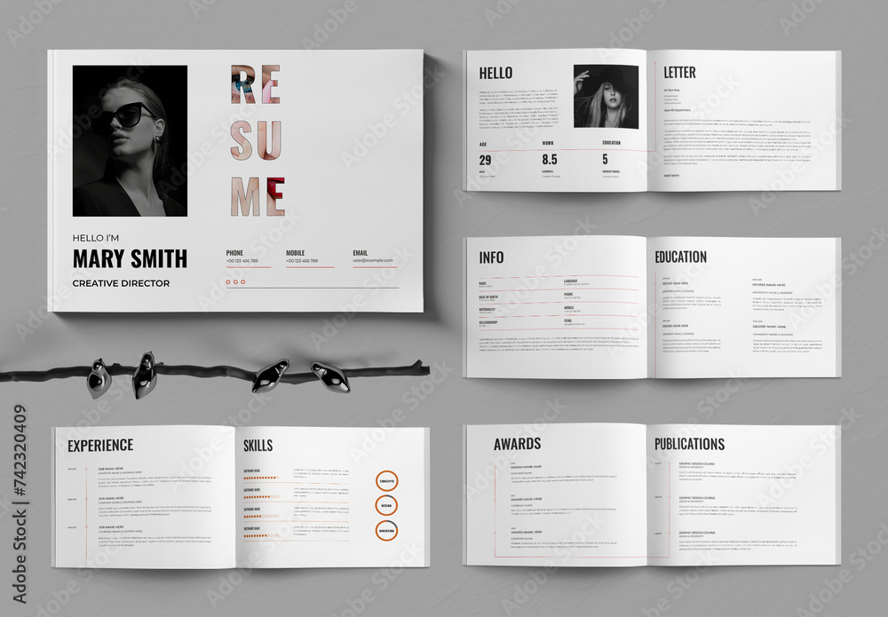 Resume Booklet Template Landscape Stock Template | Adobe Stock