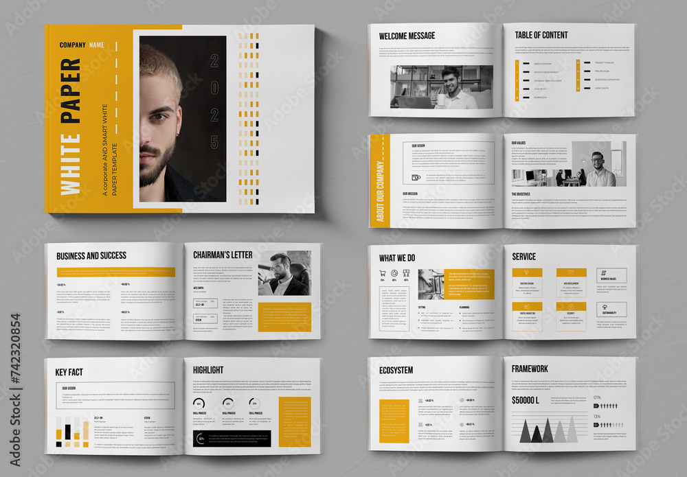 White Paper Landscape Layout Stock Template | Adobe Stock