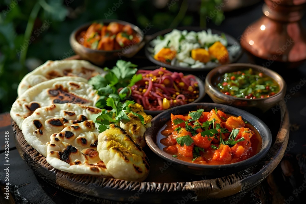 Feast of Flavors: An Assortment of Indian Curries, Rice, and Breads ...