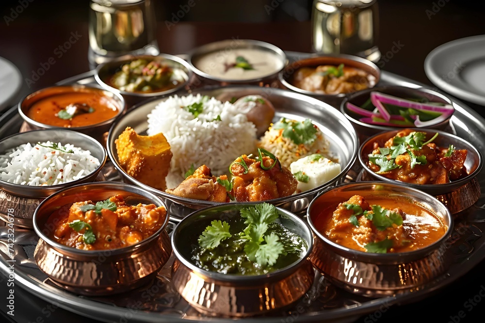 Feast of Flavors: An Assortment of Indian Curries, Rice, and Breads ...