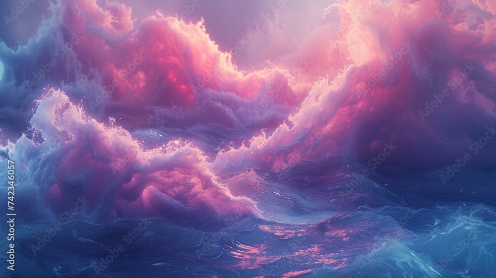 Explore the crystalline depths of a virtual ocean, where abstract waves ...