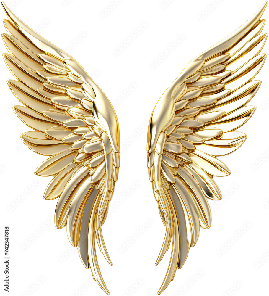 golden angel wings,angel wings made of gold isolated on white or ...