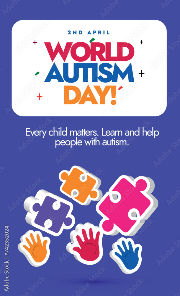 World Autism Day 2024. 2nd April World Autism day celebration banner ...
