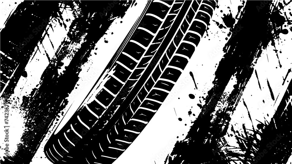 Tire tread marks, isolated wheel texture, tire marks - drift, rally ...