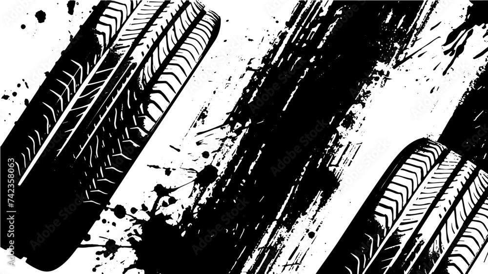 Tire tread marks, isolated wheel texture, tire marks - drift, rally ...