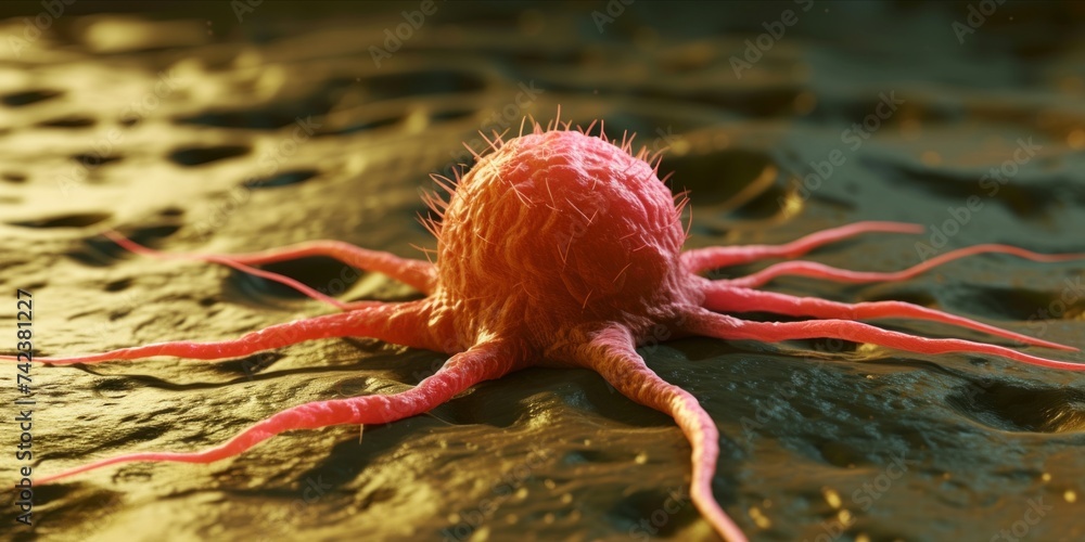 Cancer Oncology, Tumor with Cancer Cells. Growing Tumor Cells and ...