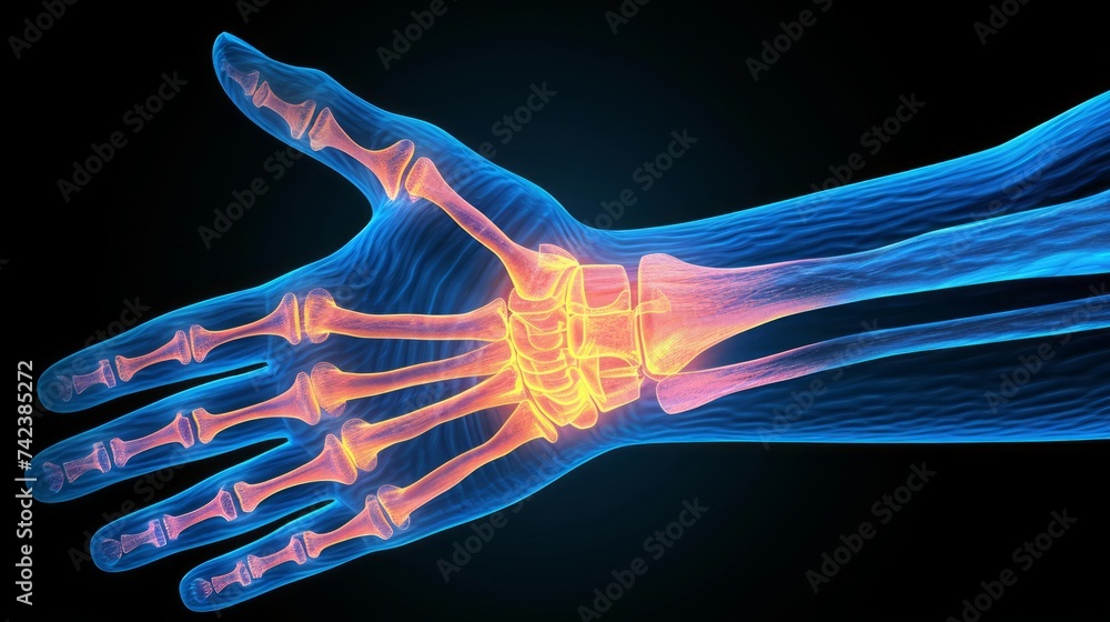 Wrist Pain, Hand X-ray Anatomy, Highlight Bones and Potential injuries ...