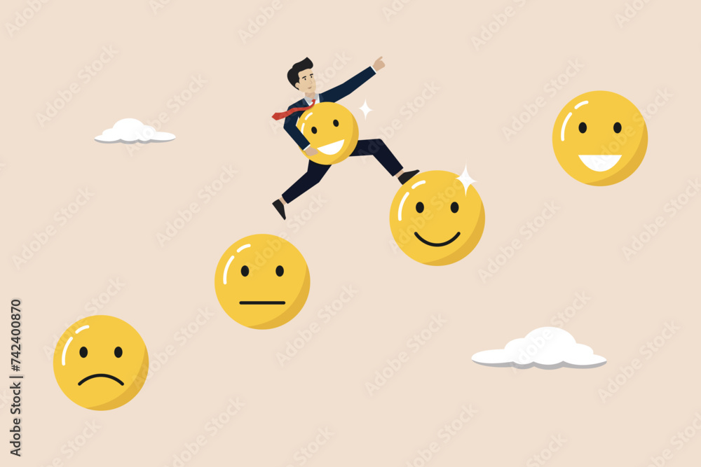 Employee happiness, joyful work or optimistic concept, emotional ...