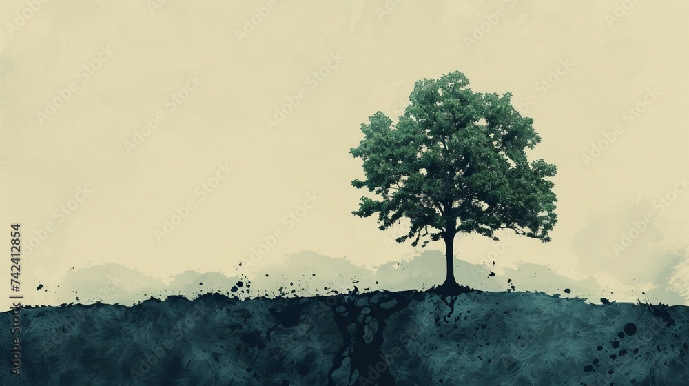 An abstract representation of a tree growing from a small sapling to a ...