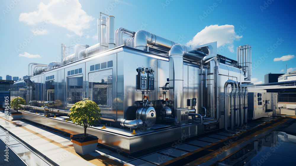 Air Cooled Water chiller with piping tower air chiller HVAC of large ...