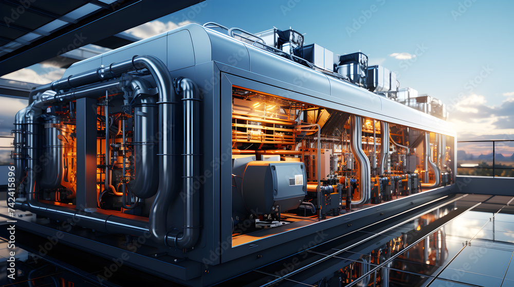 Air Cooled Water chiller with piping tower air chiller HVAC of large ...