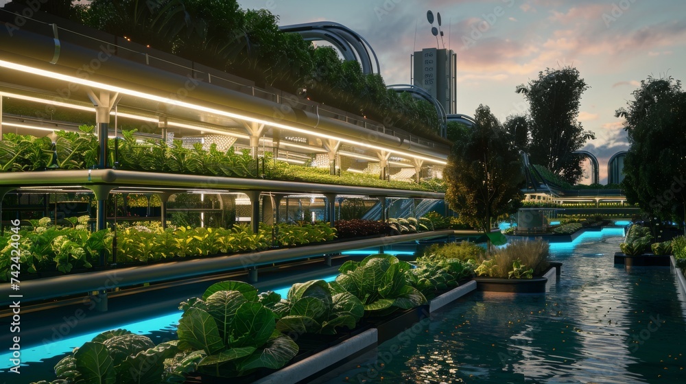 This high-tech indoor farm utilizes advanced hydroponic systems and LED ...