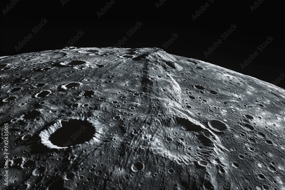 Mercury, showcasing its cratered surface, captured with a high ...