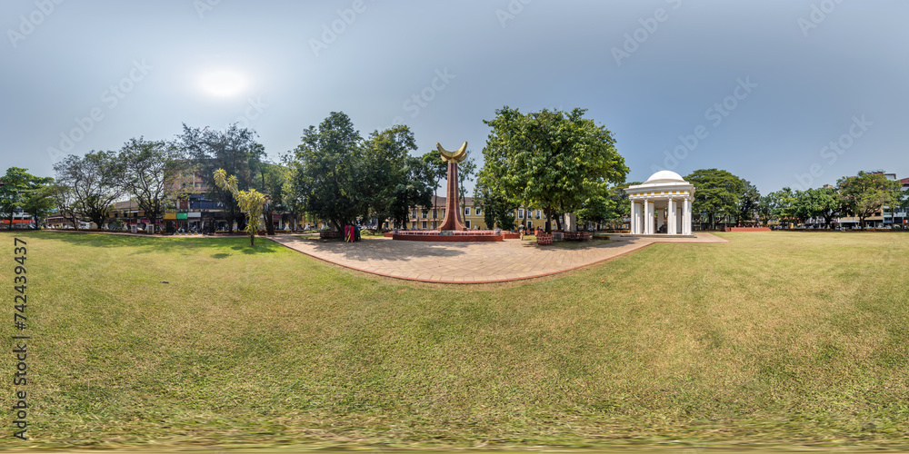 hdri 360 panorama of city independence square near monument in park of ...
