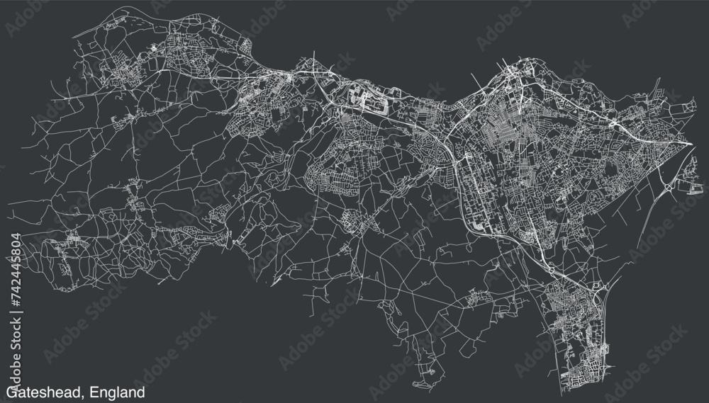 Detailed hand-drawn navigational urban street roads map of the United ...