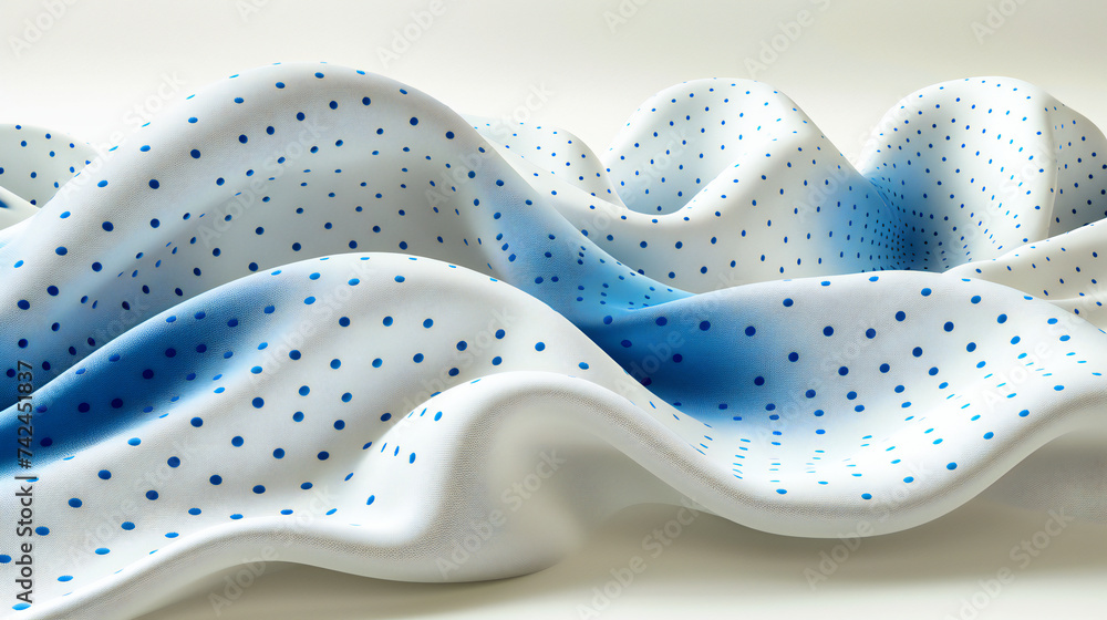 Textured fabric pattern with colorful dots on a white background ...