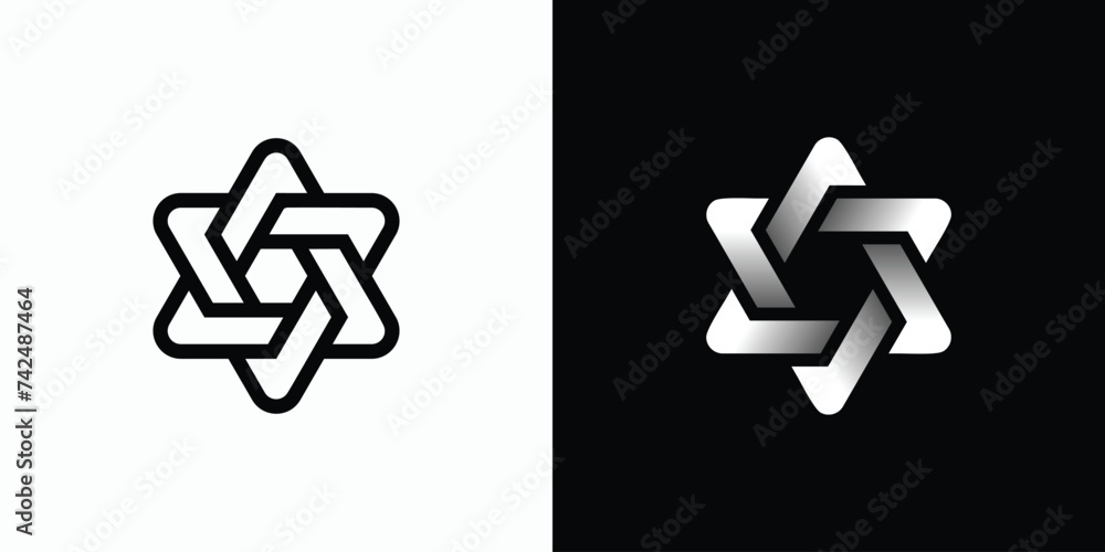 Vector logo design of variations of abstract hexagon star shape with ...