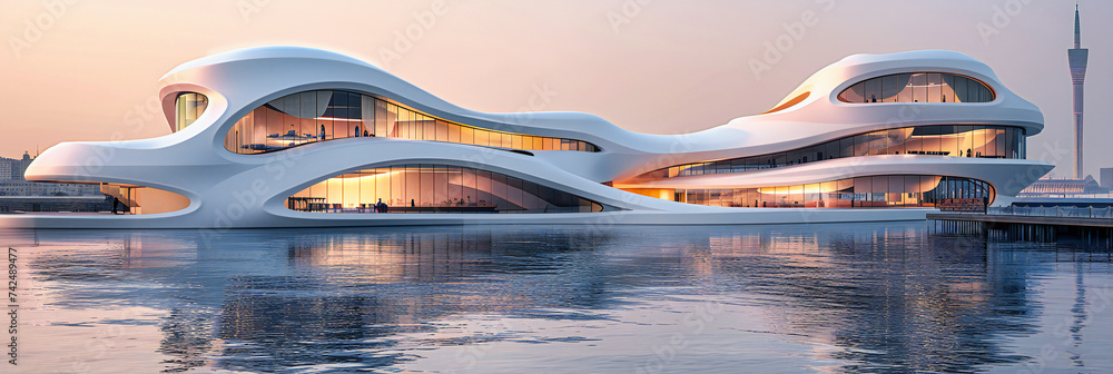Oslos futuristic opera house at twilight, a masterpiece of modern ...