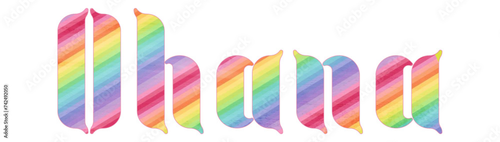 Ohana written with engraved typical Hawaiian hibiscus flowers - vector ...