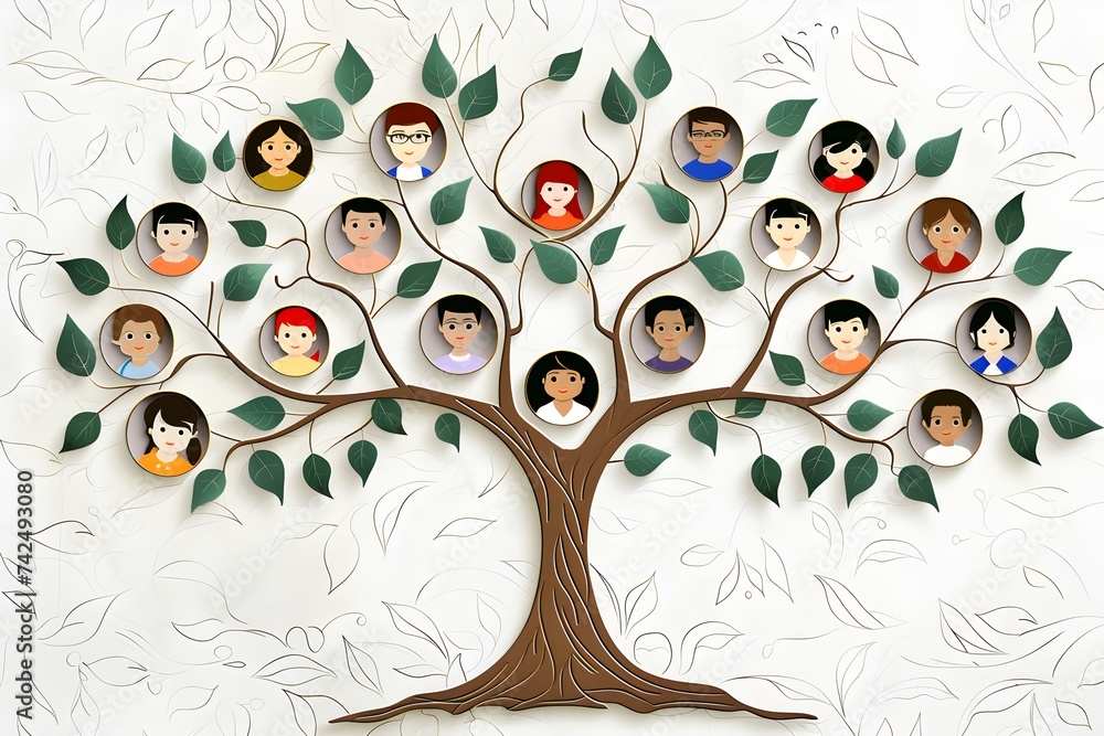 Abstract family tree template white background with room for ...