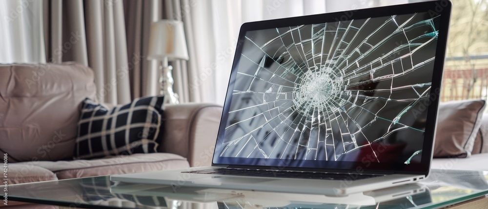 Faux Broken Screen - A computer or television screen seemingly cracked ...