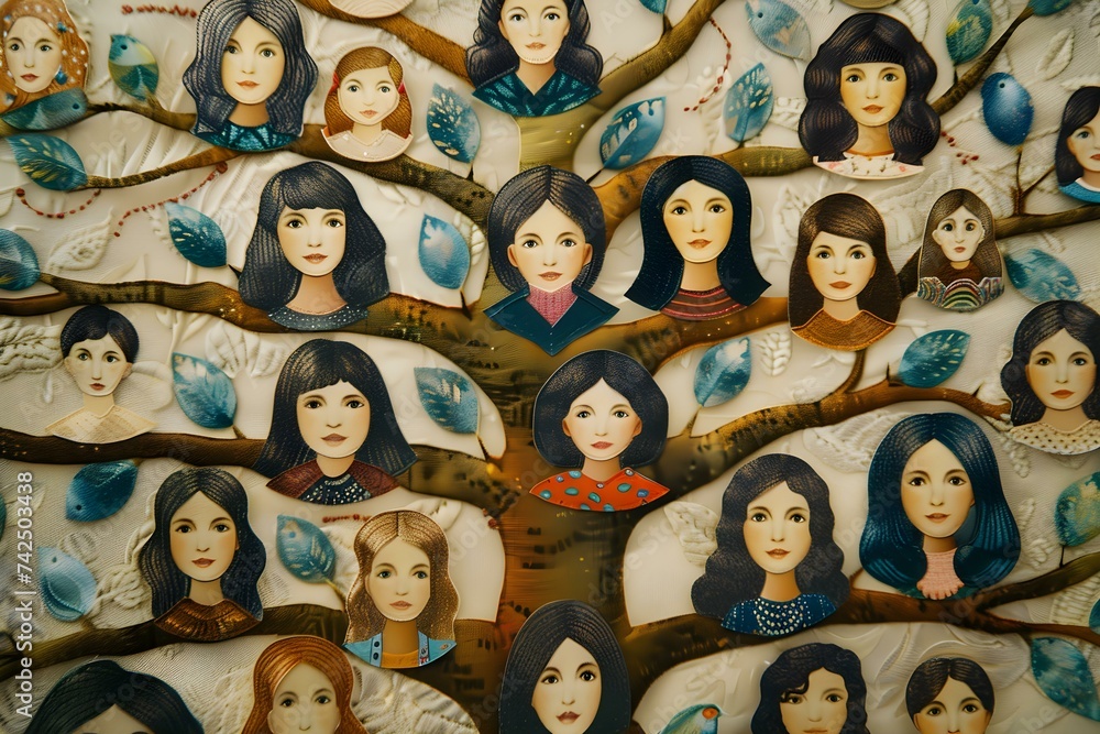 Representation of multigenerational women in family tree symbolizing ...