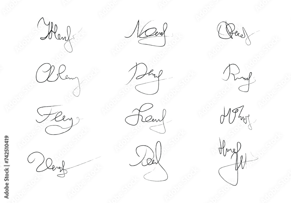 Handwritten fake signature collection. Lettering for business ...