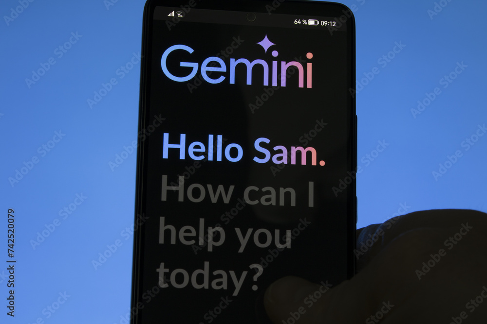 February 22th 2024, A student open Gemini on his phone. Google Bard ...