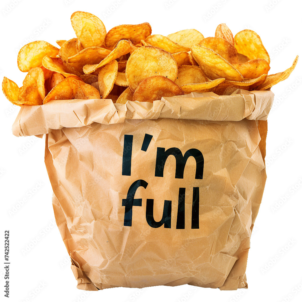 Im full written on a bag of chips, PNG image, no background Stock Photo ...