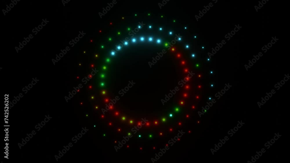 Looped circle animation against black background with a place for text ...