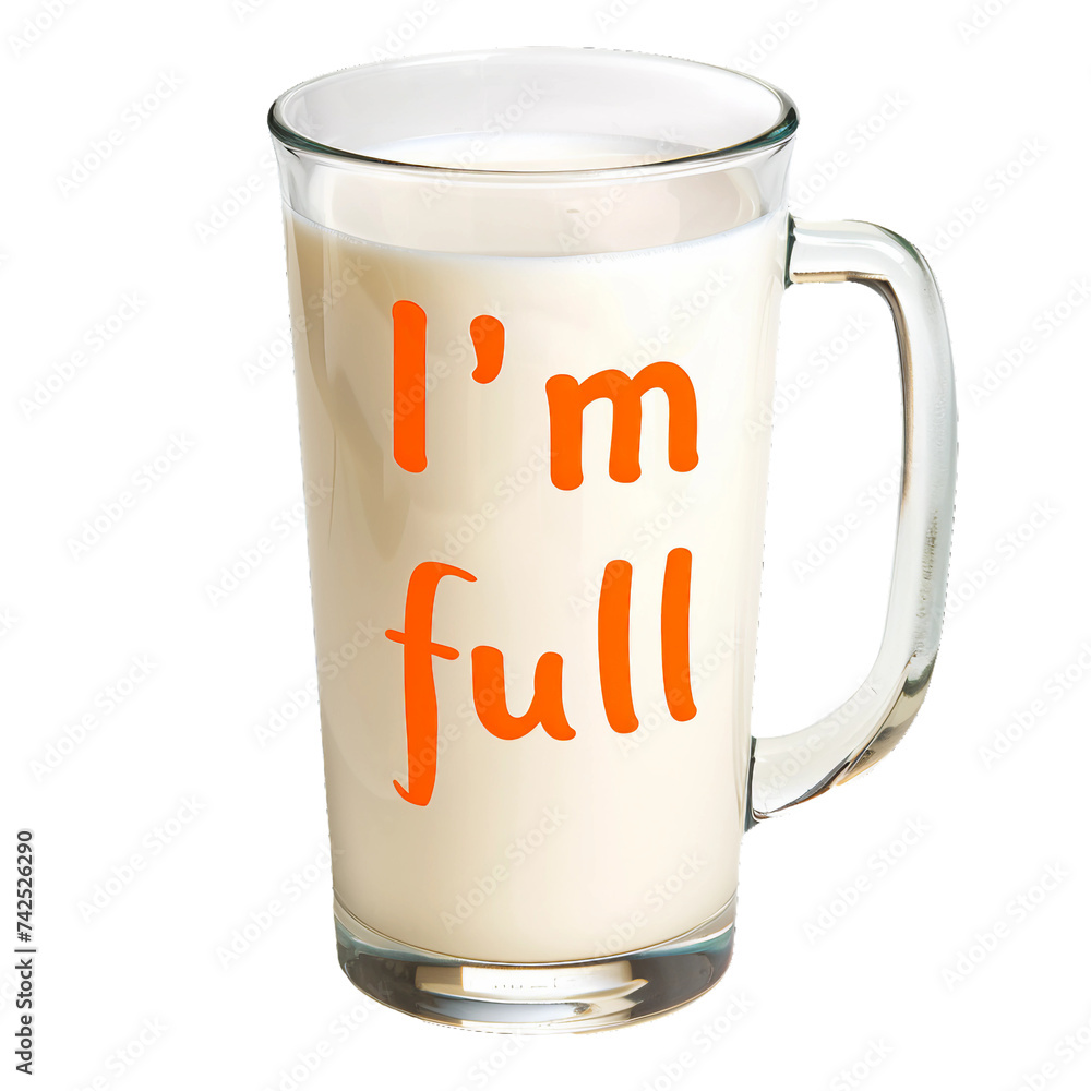 Im full written on a glass of milk, PNG image, no background Stock ...