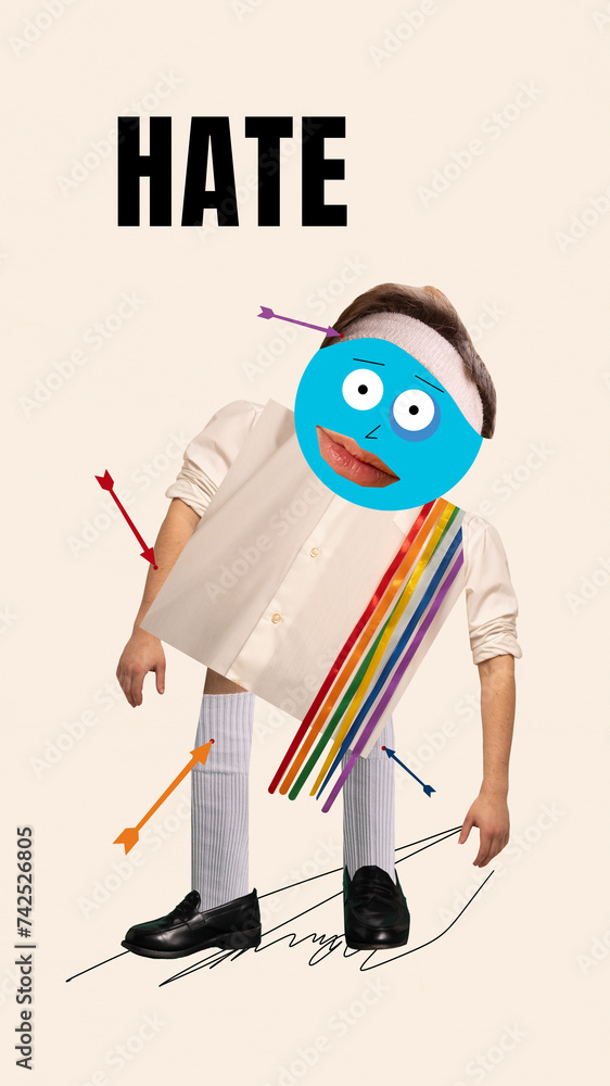 Abstract male character receiving hate from society due to lgbt ...