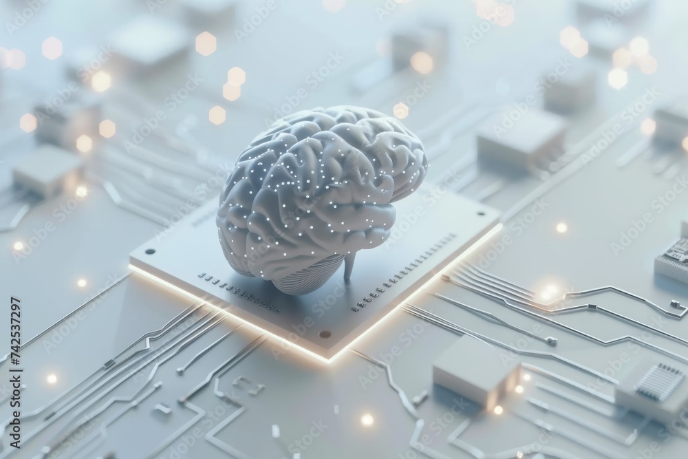 AI Brain Chip human. Artificial Intelligence network mind logo design ...