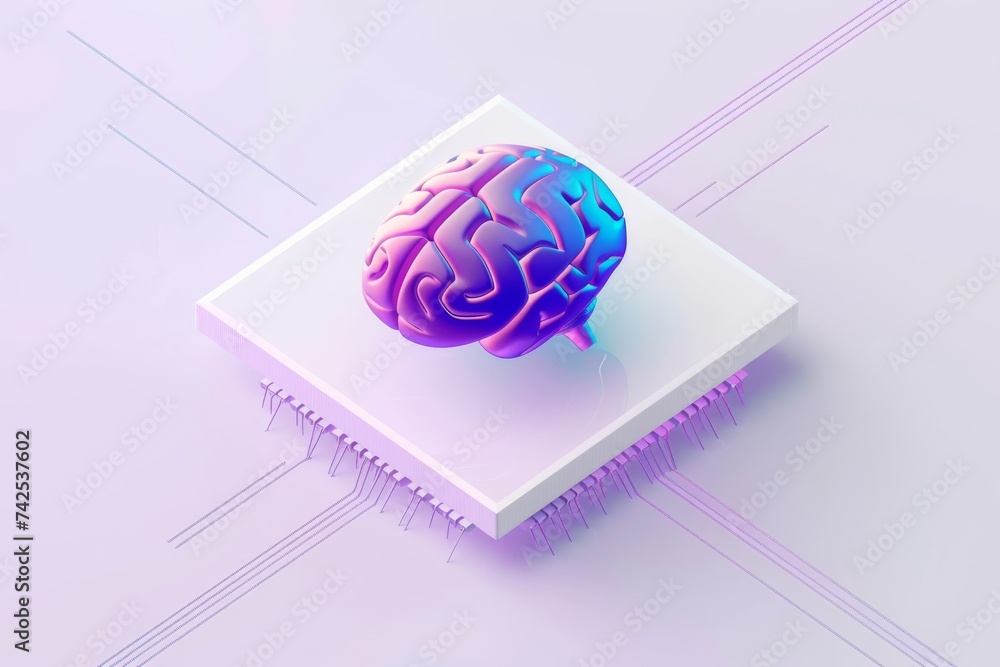 AI Brain Chip supervised. Artificial Intelligence direction mind load ...