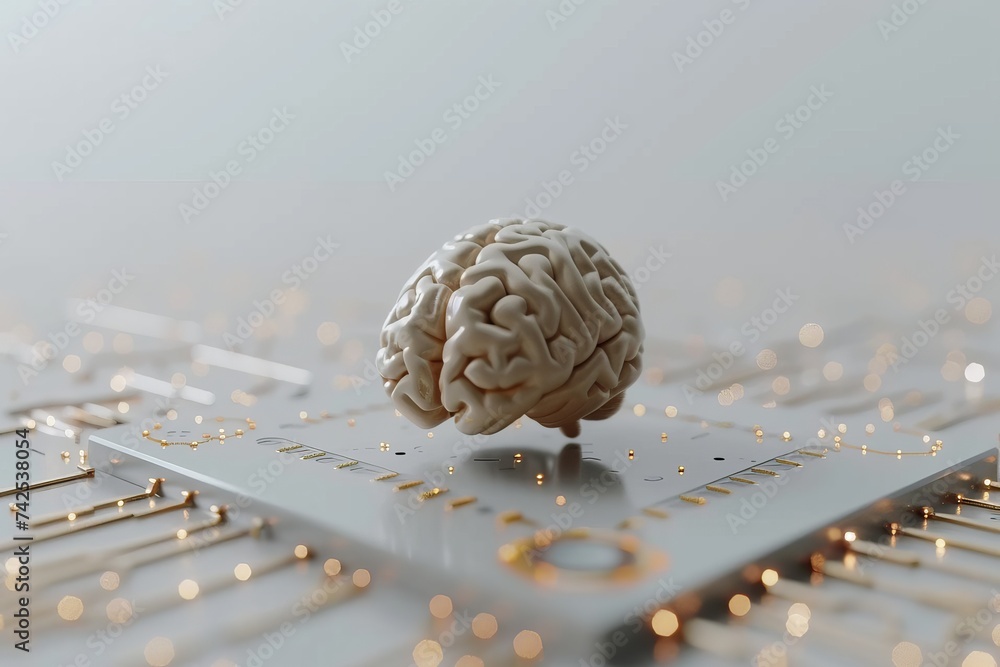 AI Brain Chip control. Artificial Intelligence serial mind micro ...