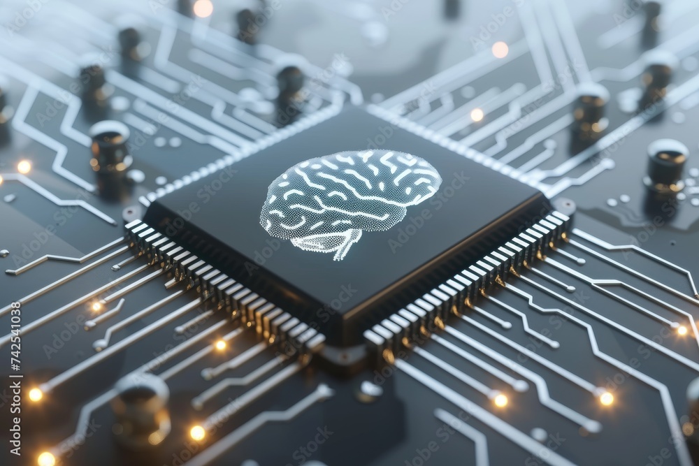 AI Brain Chip neural. Artificial Intelligence transistors mind neuronal ...