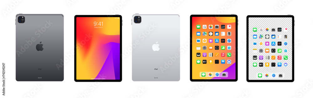 Apple iPad. Ipad Mini, Air, Pro 2021. Screen ipad front, back side ipa ...