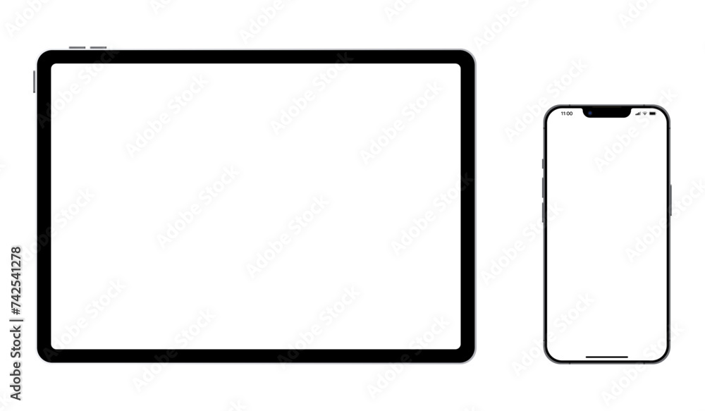 Vetor de Apple iPad and iphone 13. Ipad Mini, Air, Pro 2021. Screen ...