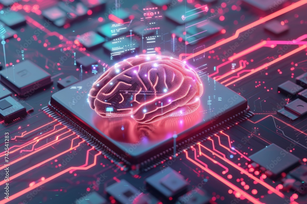 AI Brain Chip disease. Artificial Intelligence technology mind chemical ...