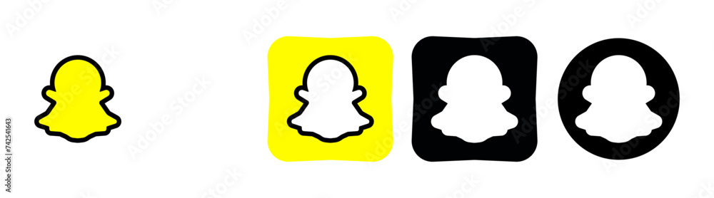 Collection of different Snapchat icons. Social media logo. Line art and ...