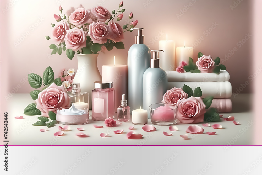 Rose Petal Paradise: Spa Setting with Pink Rose Bouquet and Herbal Ball ...