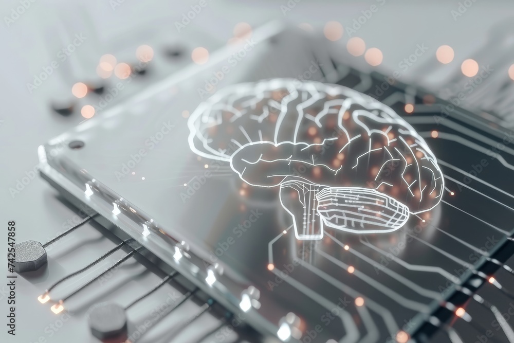 AI Brain Chip management. Artificial Intelligence pcb mind software as a service axon ...