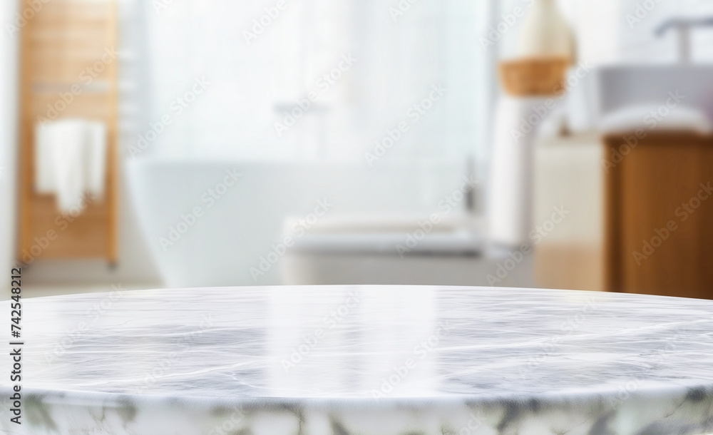Marble counter table top in bath room background. can be used mock up ...