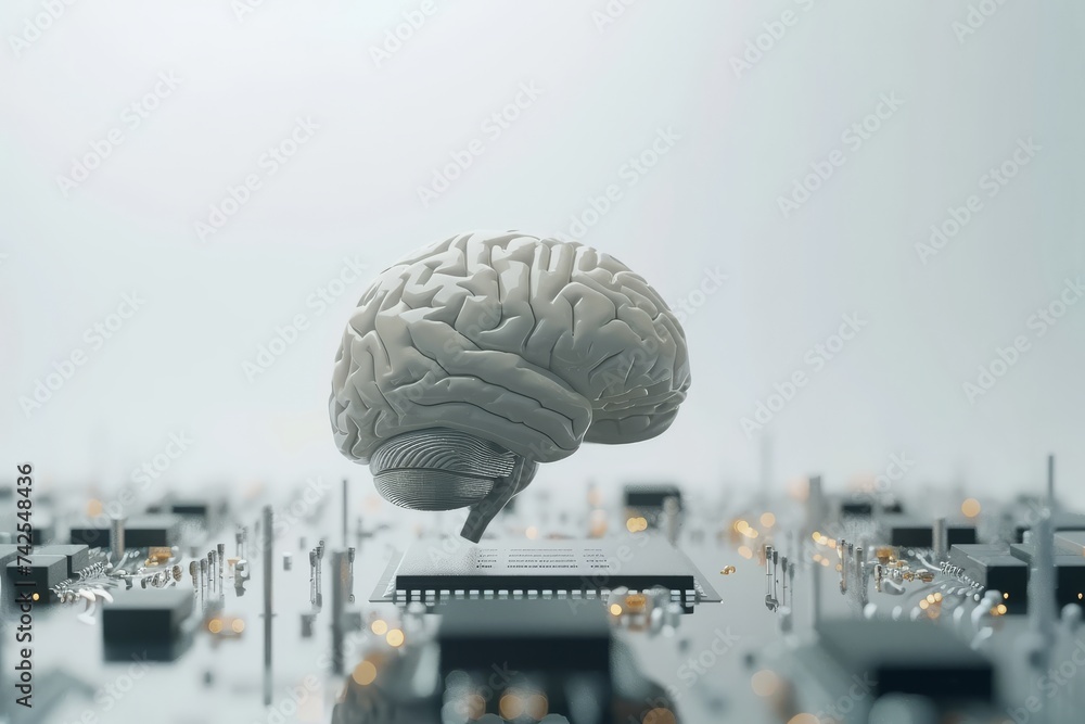 AI Brain Chip application. Artificial Intelligence opportunities human router mind circuit board ...