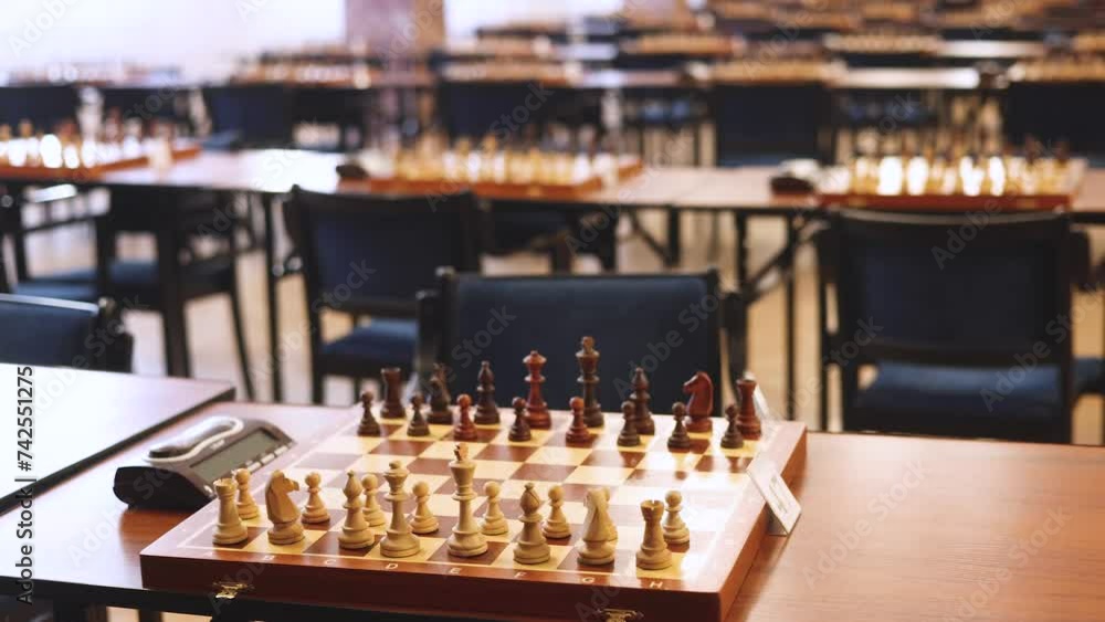 Chess tournament, kids and adults participate in chess match game ...