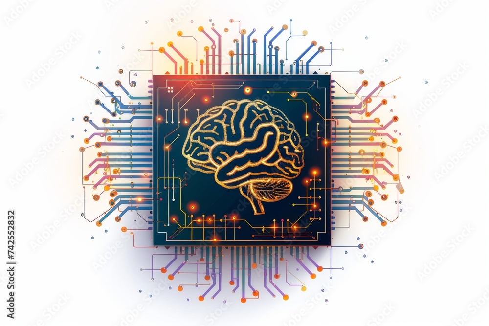 AI Brain Chip learning. Artificial Intelligence nanopatterning human ...