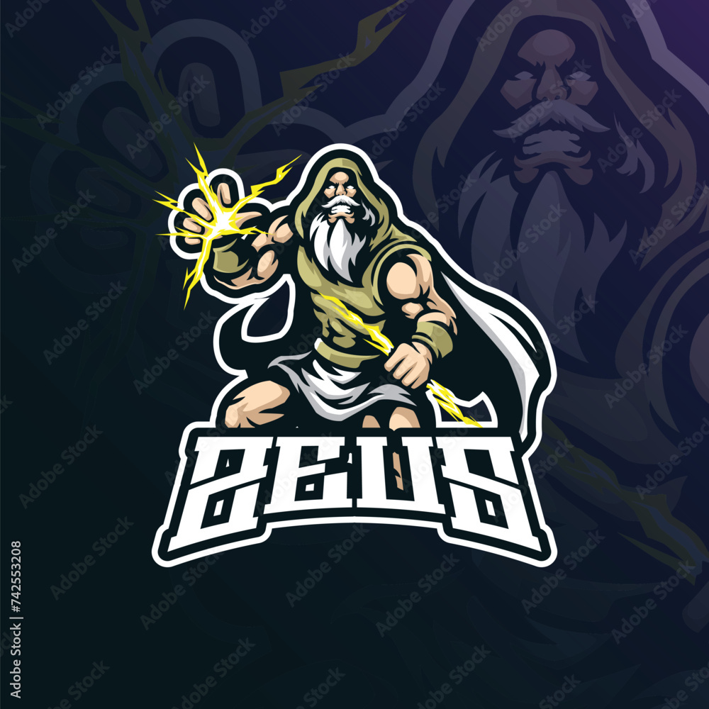 Zeus mascot logo design vector with modern illustration concept style ...