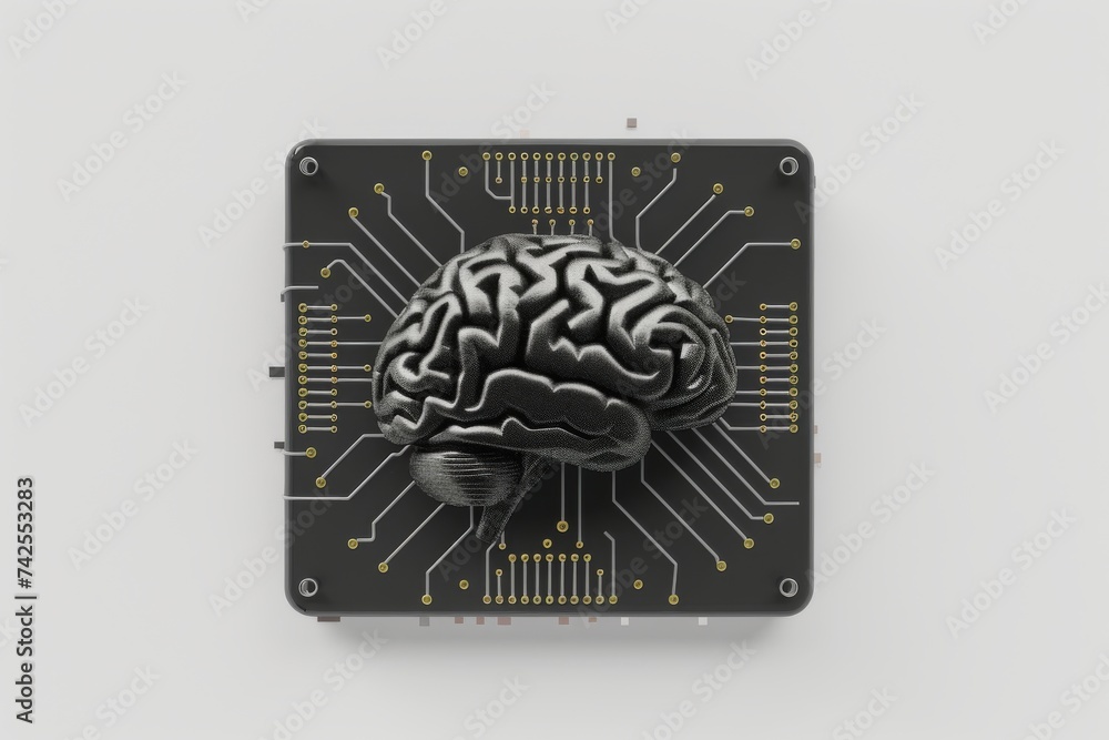AI Brain Chip malware. Artificial Intelligence visionary human data ...